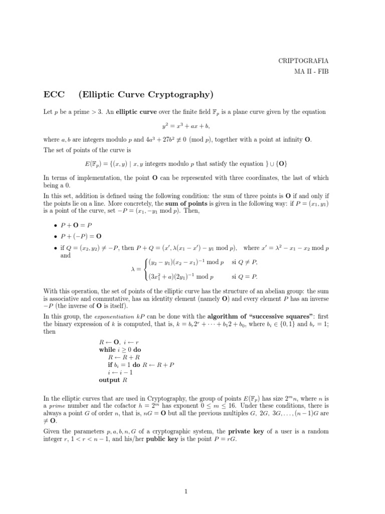 Elliptic Curve Cryptography Guide | PDF | Key (Cryptography) | Public ...