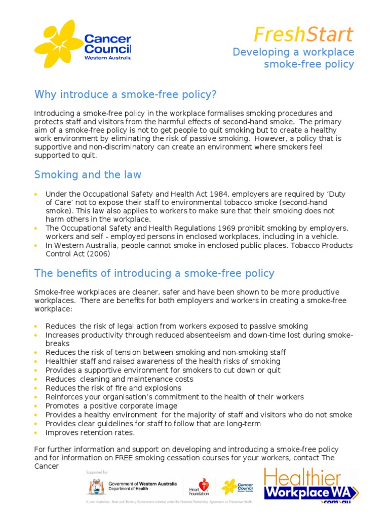 Smoke Free Policy | PDF | Smoking | Smoking Cessation