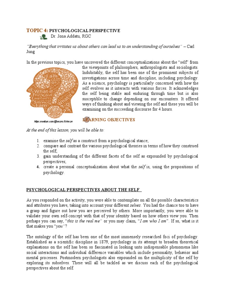Psychological Perspective of The Self | PDF | Self | Self Concept