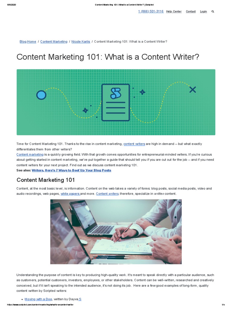 Content Marketing 101 - What Is A Content Writer - Scripted | PDF ...