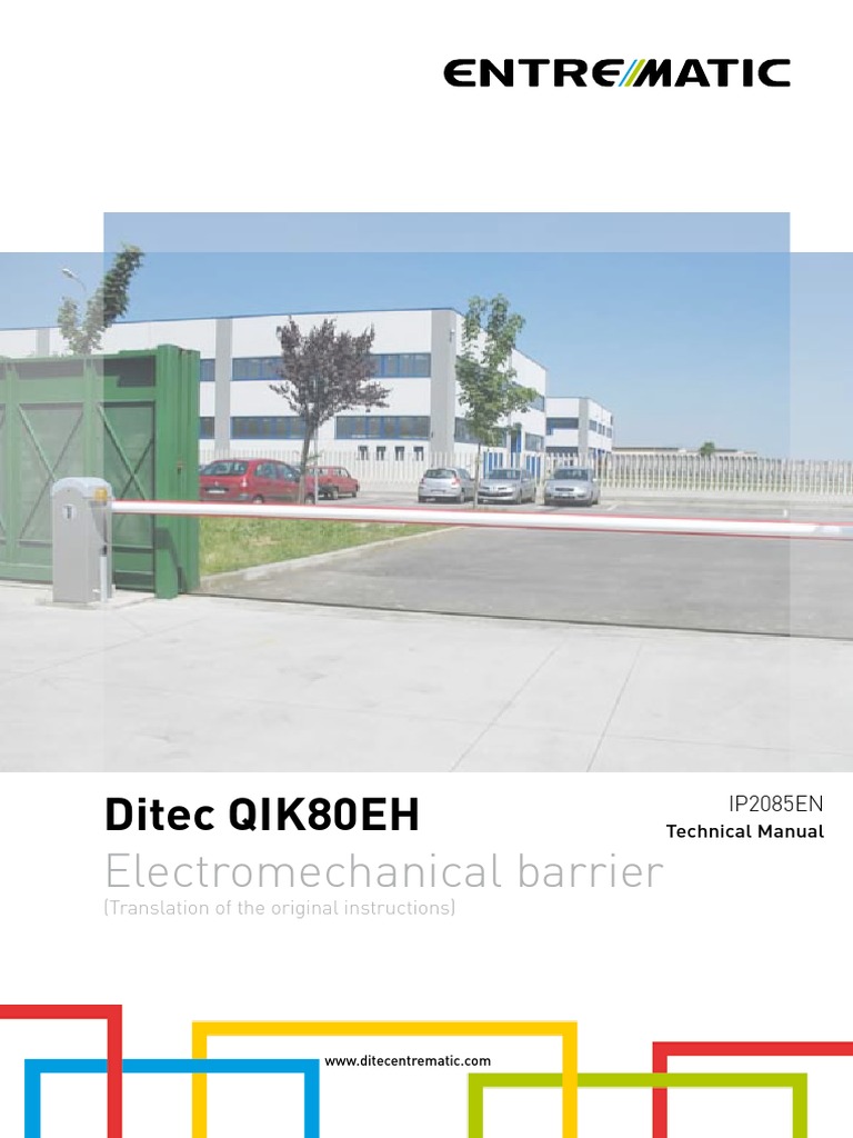 Ditec QIK80EH Barrier Installation Manual | PDF | Door | Switch