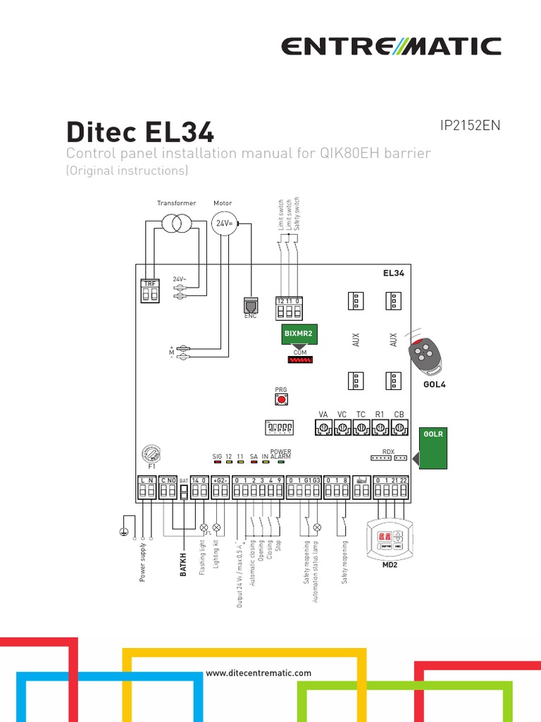 EN - Ditec EL34 Control Panel Technical Manual PDF | PDF | Power Supply ...
