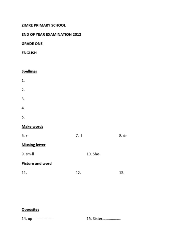 Grade 1 English | PDF