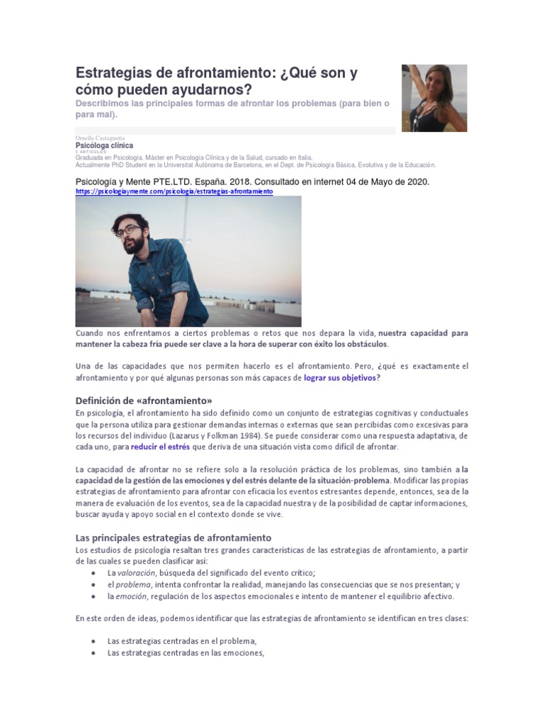 Estrategias de Afrontamiento | PDF | Las emociones | Estrés (biología)