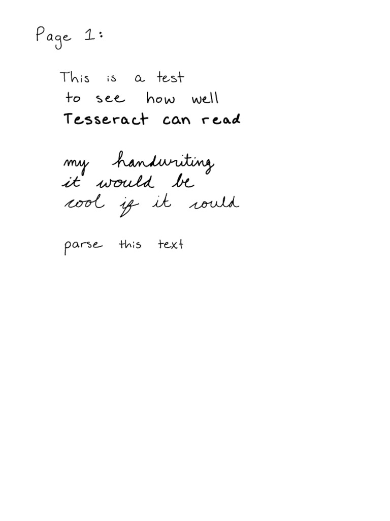 Tesseract Handwriting Test Results | PDF