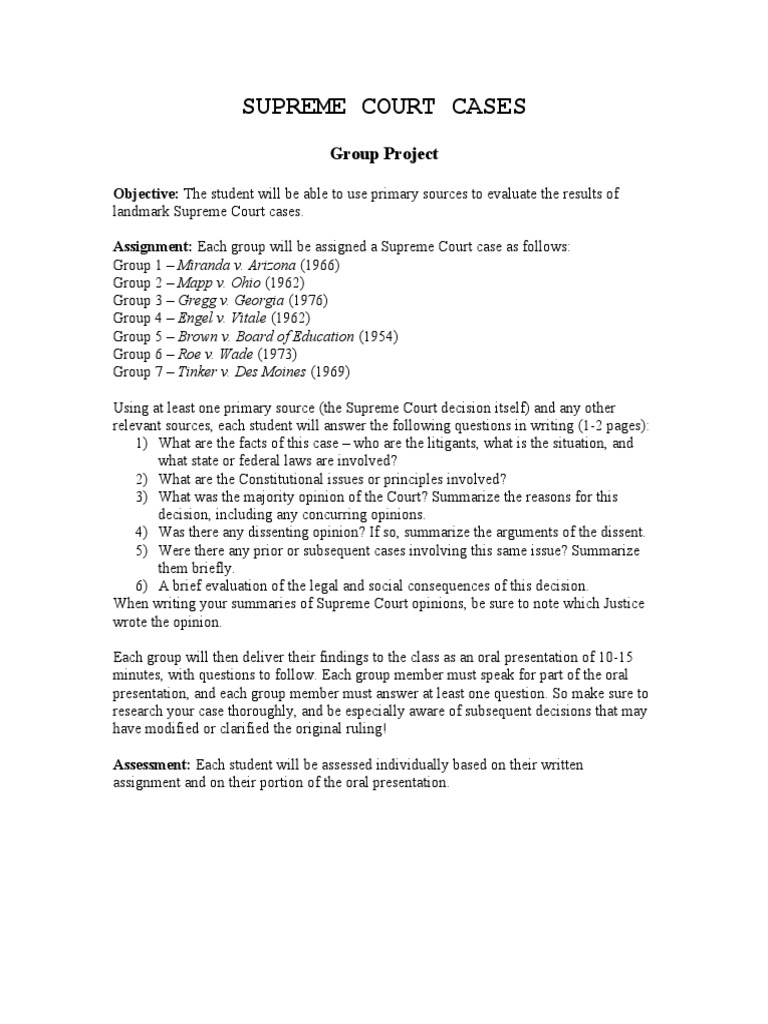 Landmark Supreme Court Case Analysis | PDF