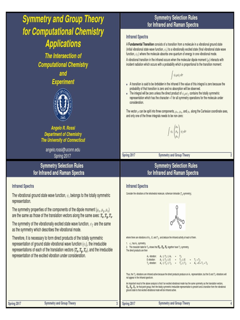 Symmetry and Group Theory For Computational Chemistry Applications | PDF | Molecular Orbital ...
