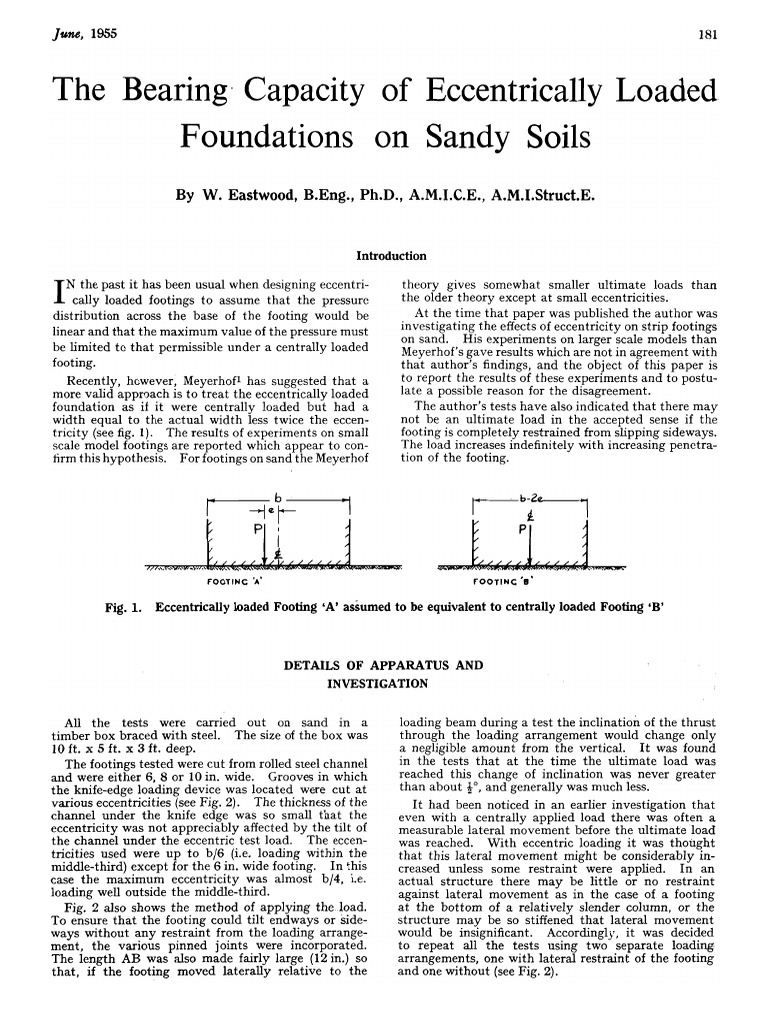 Bearing-Capacity of Eccentrically Loaded Foundations On Sandy Soils ...
