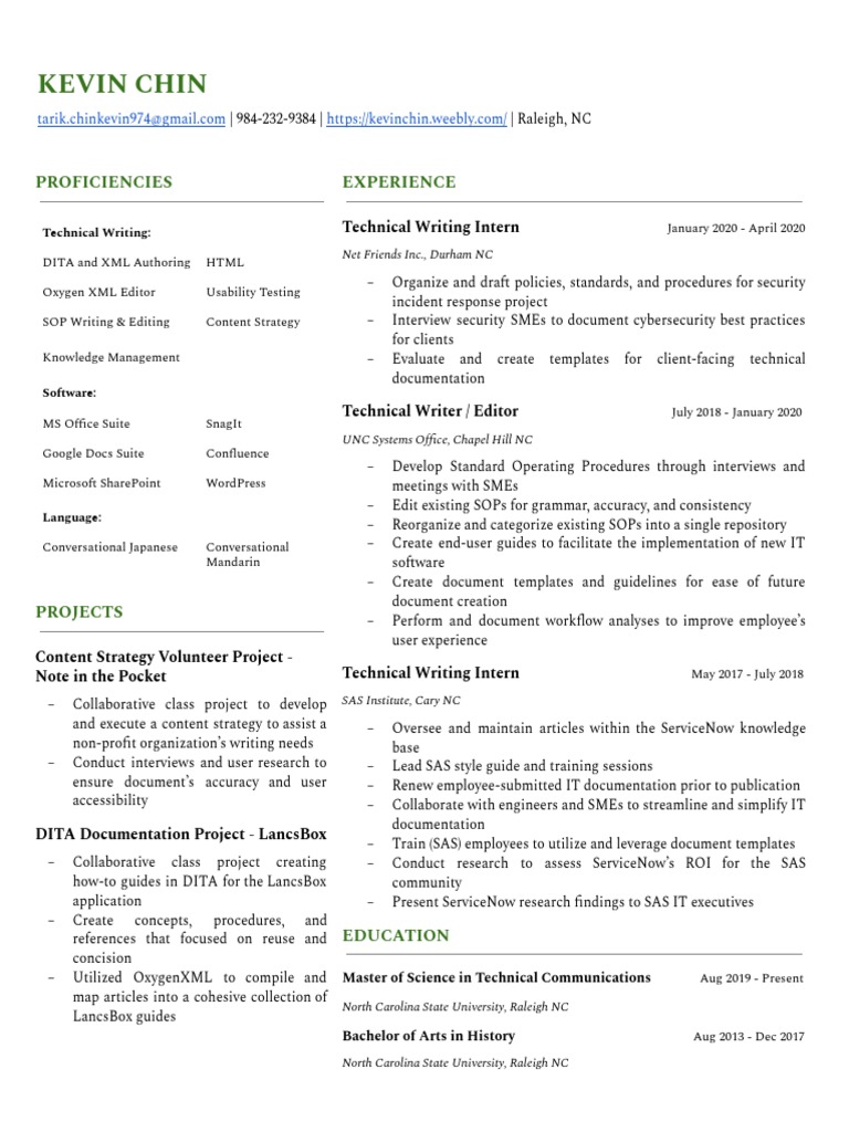 Kevin - Resume 2020 | PDF | Documentation | Information Science