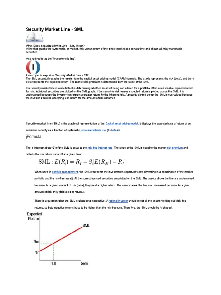Security Market Line | PDF | Capital Asset Pricing Model | Microeconomics