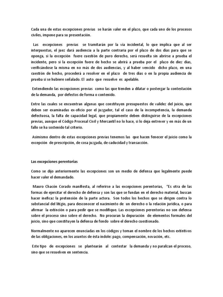 Excepciones Perentorias y Mixtas | PDF | Demanda judicial | Ley procesal