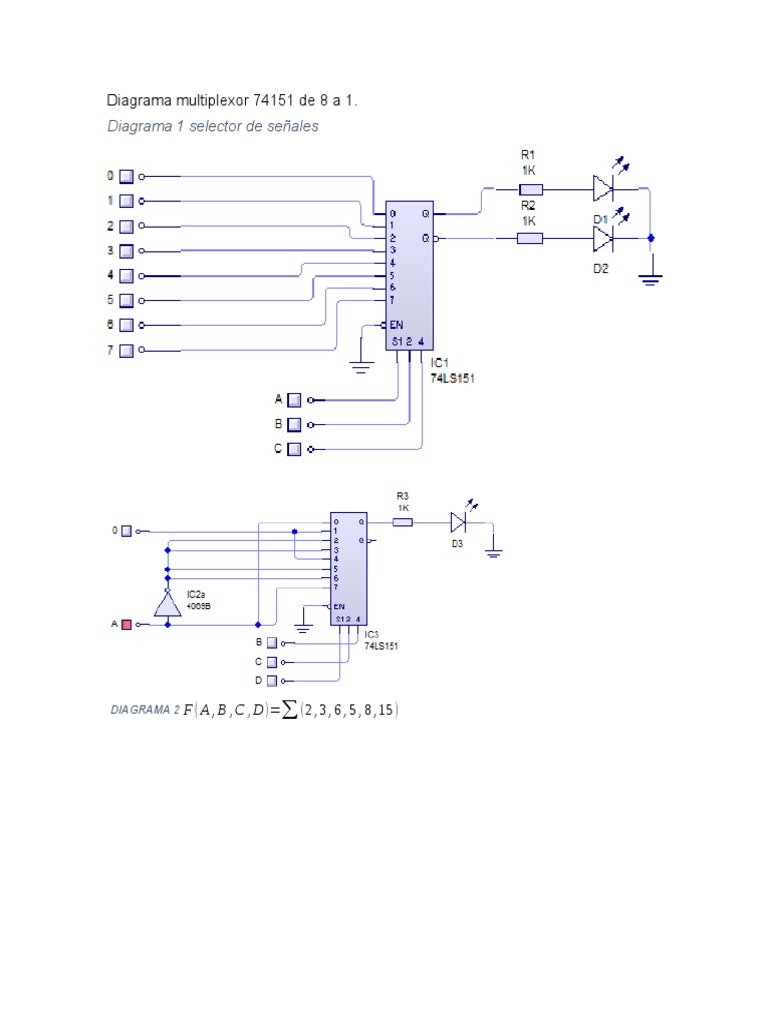 Diagrama Multiplexor 74151 de 8 A 1 | PDF | Electrónica | Ingenieria Eléctrica