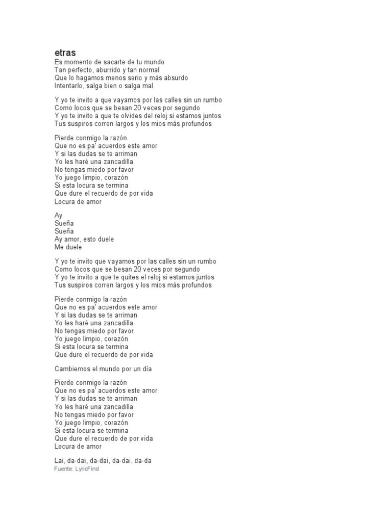 Etras: Fuente: Lyricfind | PDF
