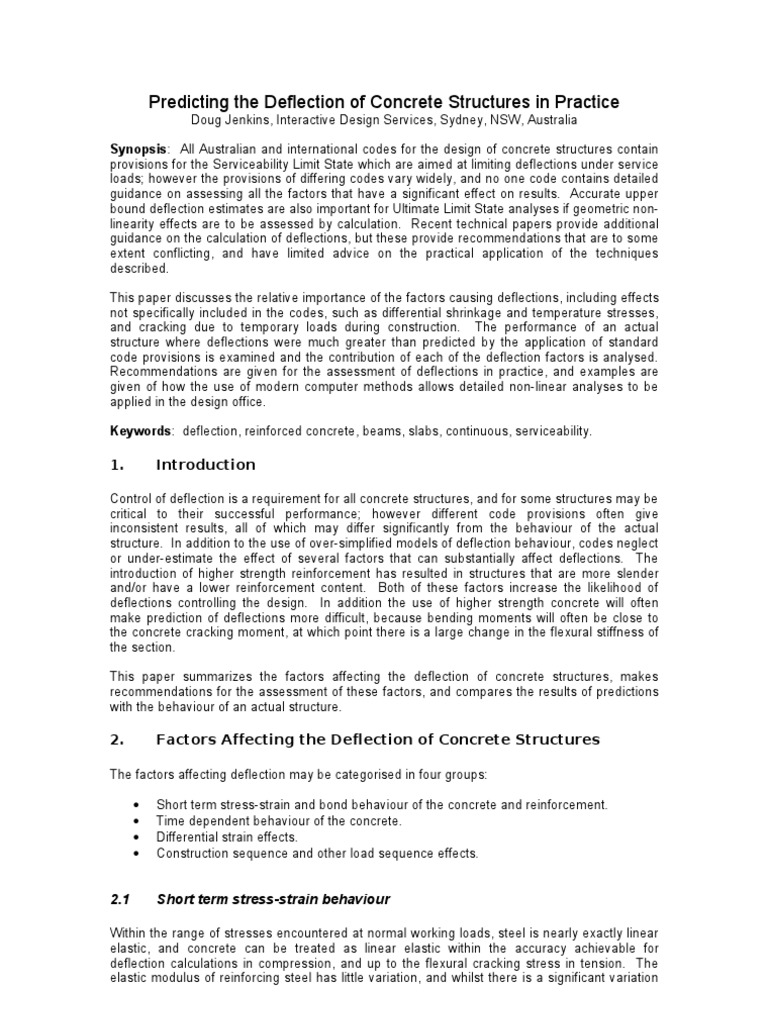 Deflection Prediction in Concrete Structures | PDF | Strength Of ...