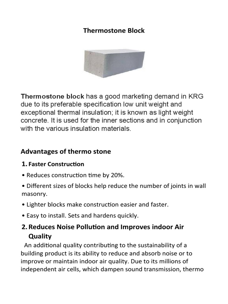 Thermostone Block: Thermostone block has a good marketing demand in KRG ...