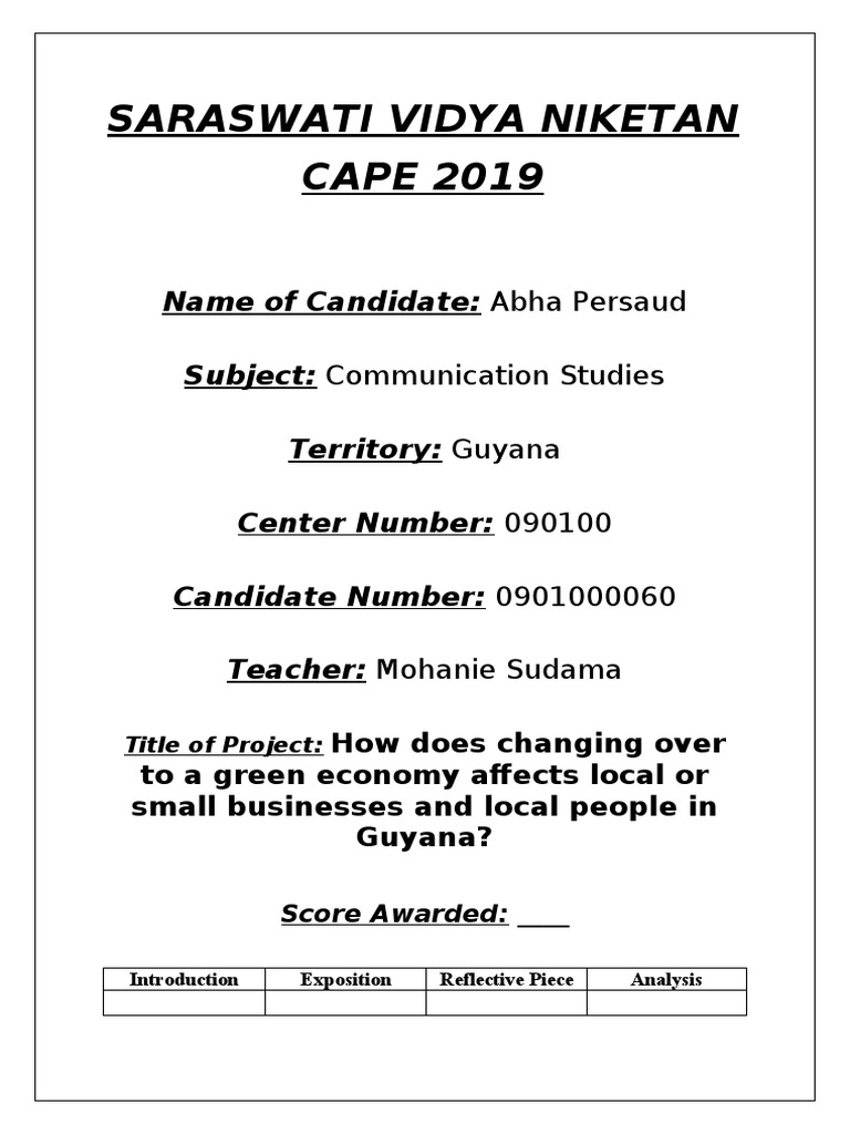 Communication Studies Sba New | PDF | Sustainability | Recycling