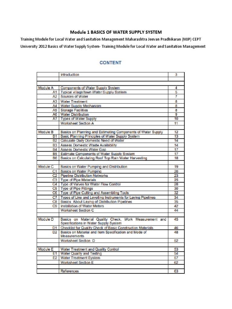 Basics of Water Supply System | PDF | Pipe (Fluid Conveyance) | Pump