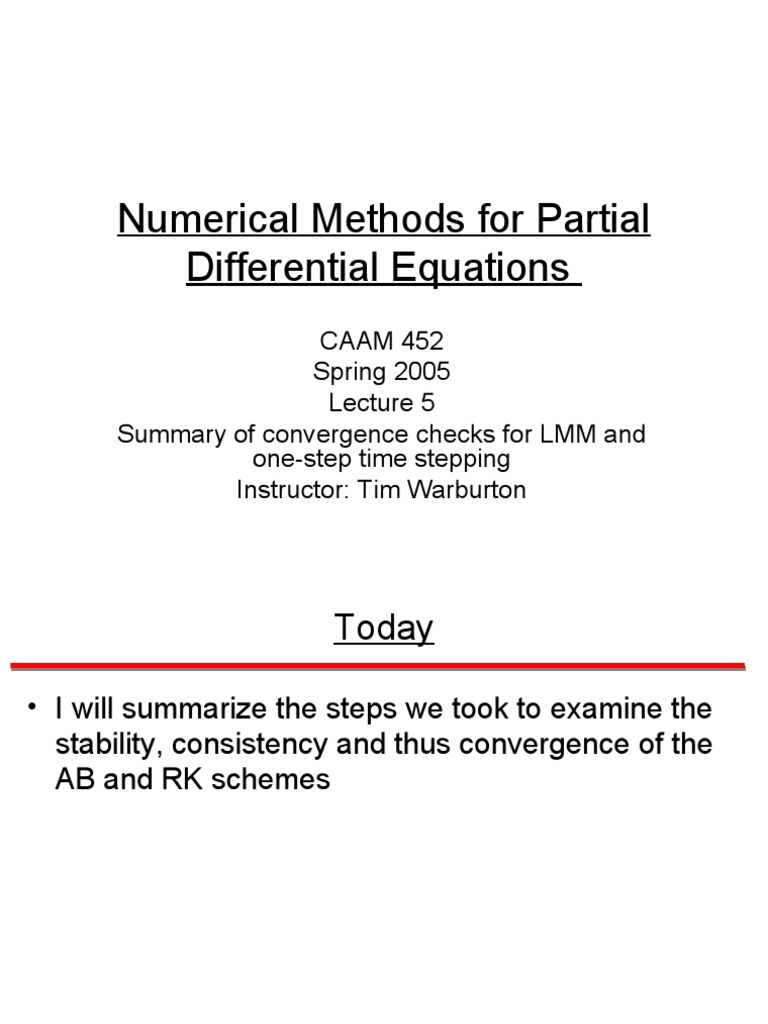 Numerical Methods For Partial Differential Equations | PDF | Stability ...