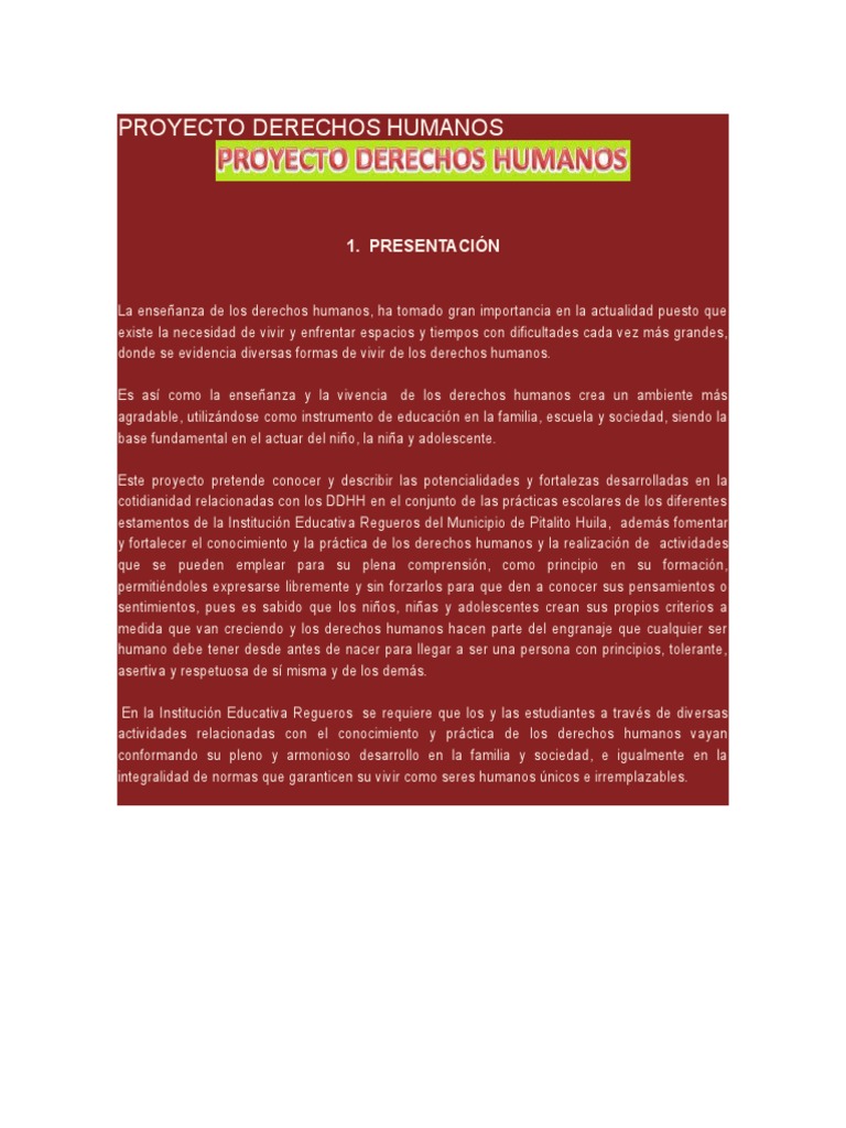 Proyecto Derechos Humanos | PDF | Derechos humanos | Dignidad