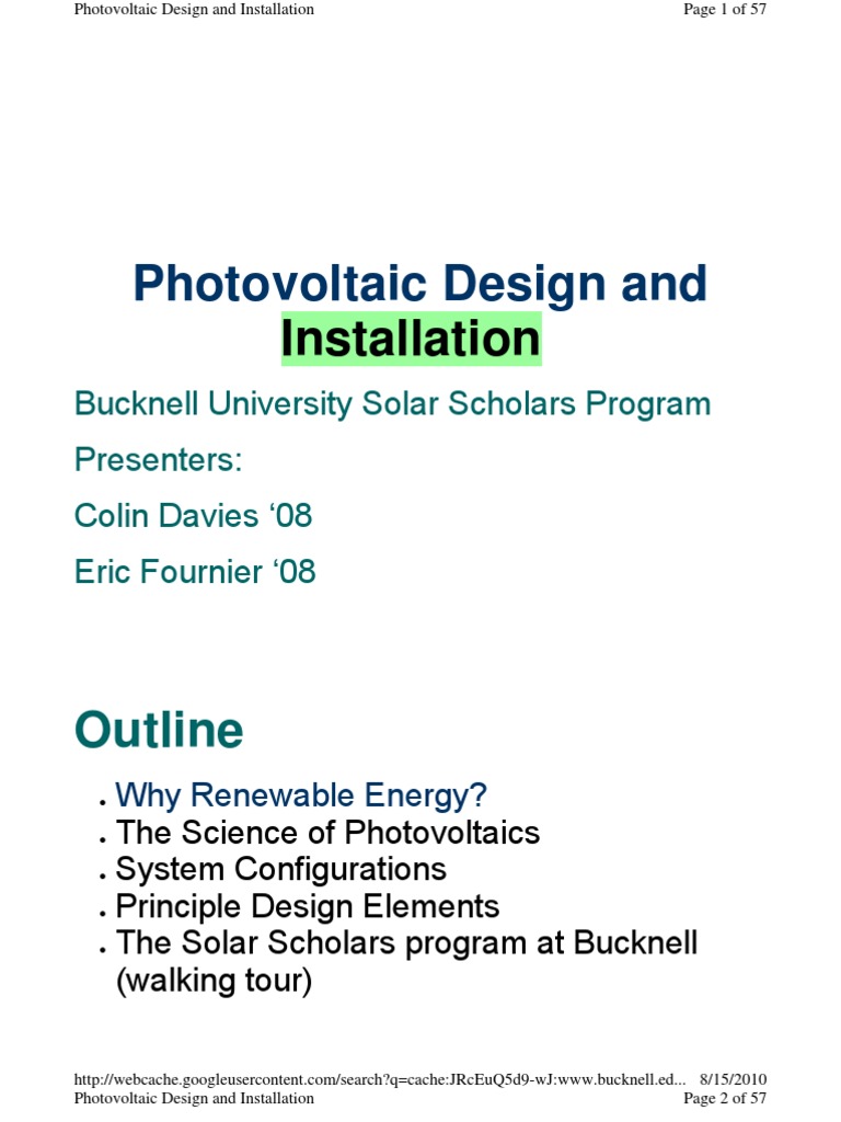 Photovoltaic Design And: Installation | PDF | Photovoltaics ...