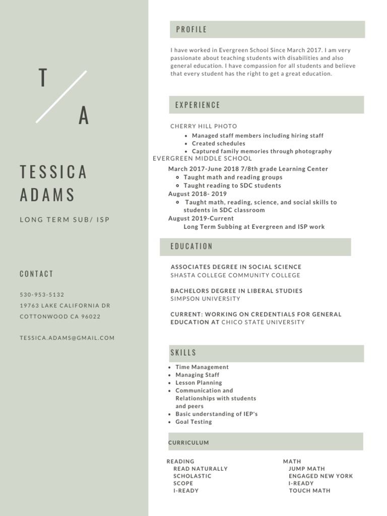 Revised Resume | PDF | Teaching | Behavior Modification