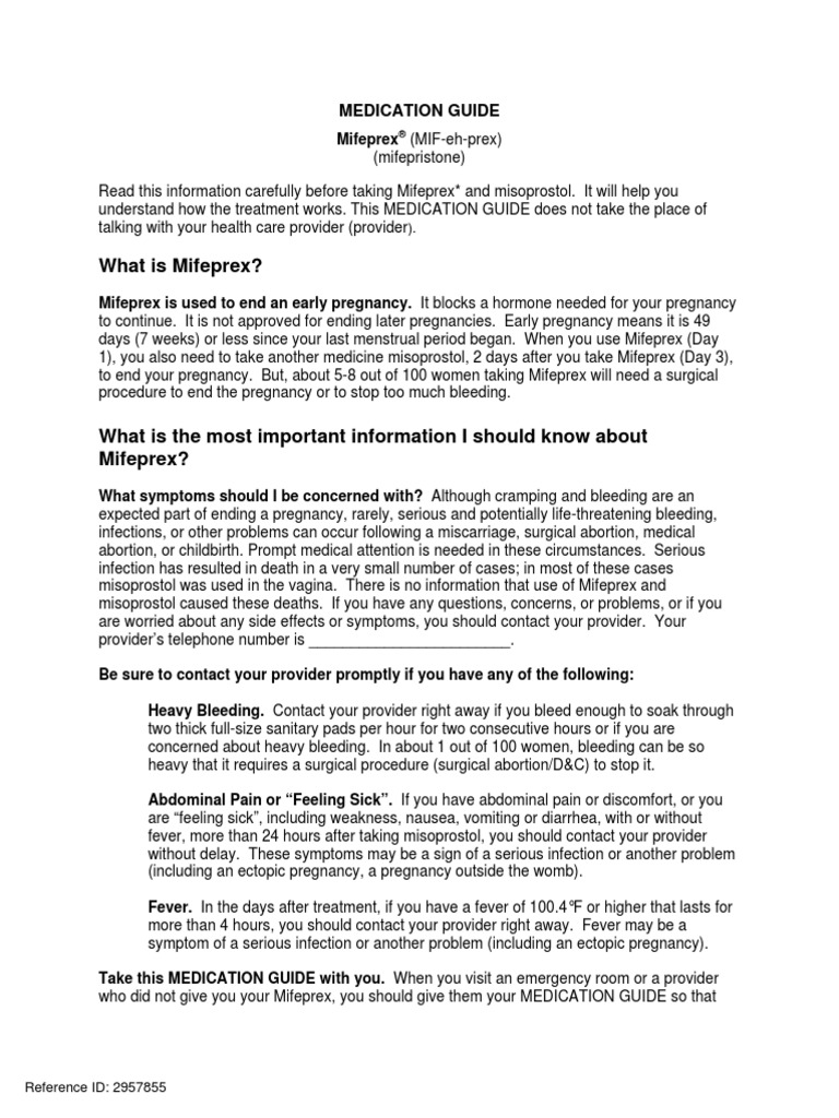 Mifeprex Mifepristone Medication Guide | PDF | Miscarriage | Pregnancy