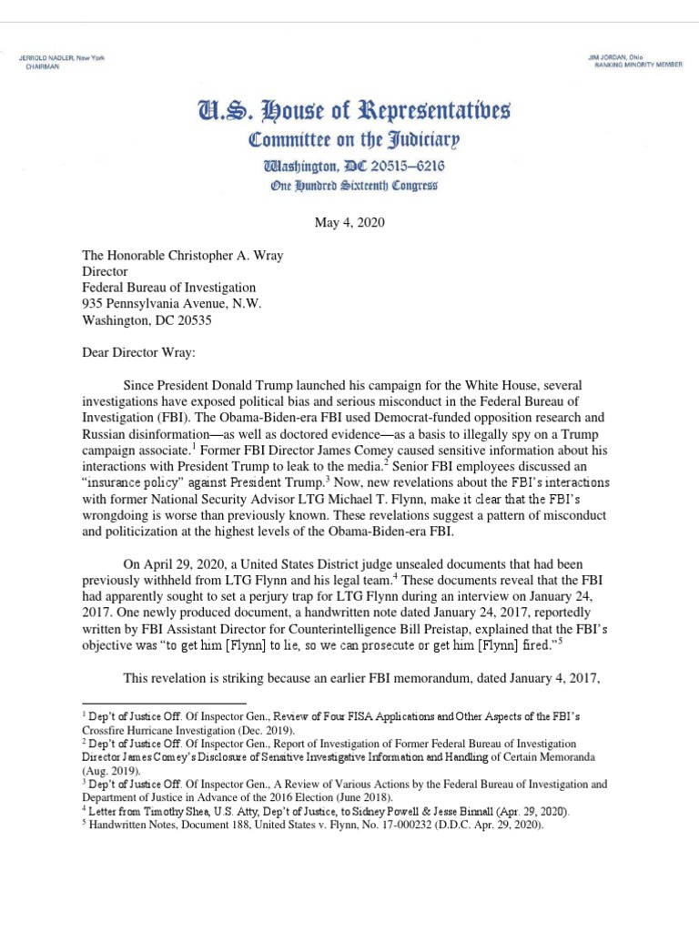 JDJ Johnson To Wray Re Flynn | PDF | James Comey | Federal Bureau Of ...