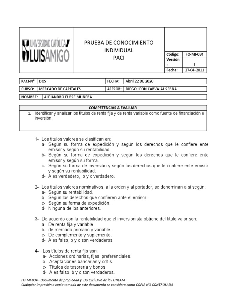 Paci 2 | Descargar gratis PDF | Compartir (Finanzas) | Economía Financiera