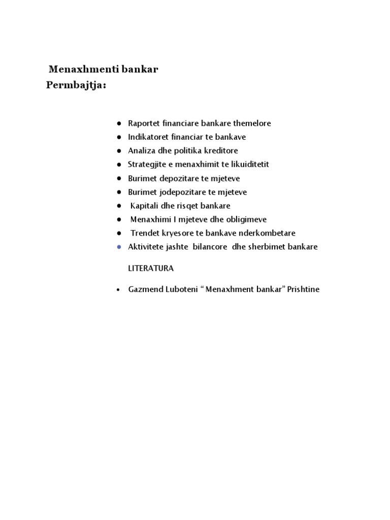 Menaxhmenti Bankar | PDF
