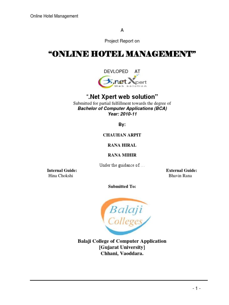 Online Hotel Management Ty Bca Report | PDF | Feasibility Study ...