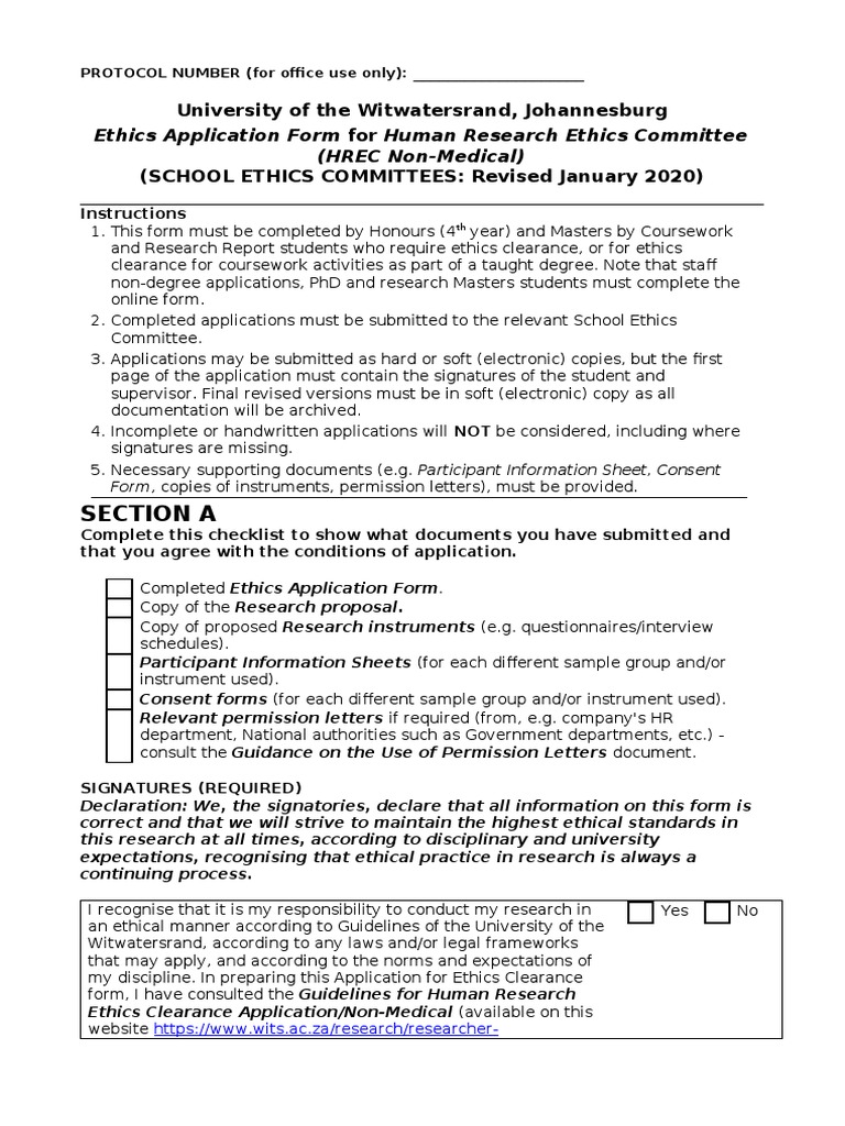 Section A: University of The Witwatersrand, Johannesburg | PDF ...