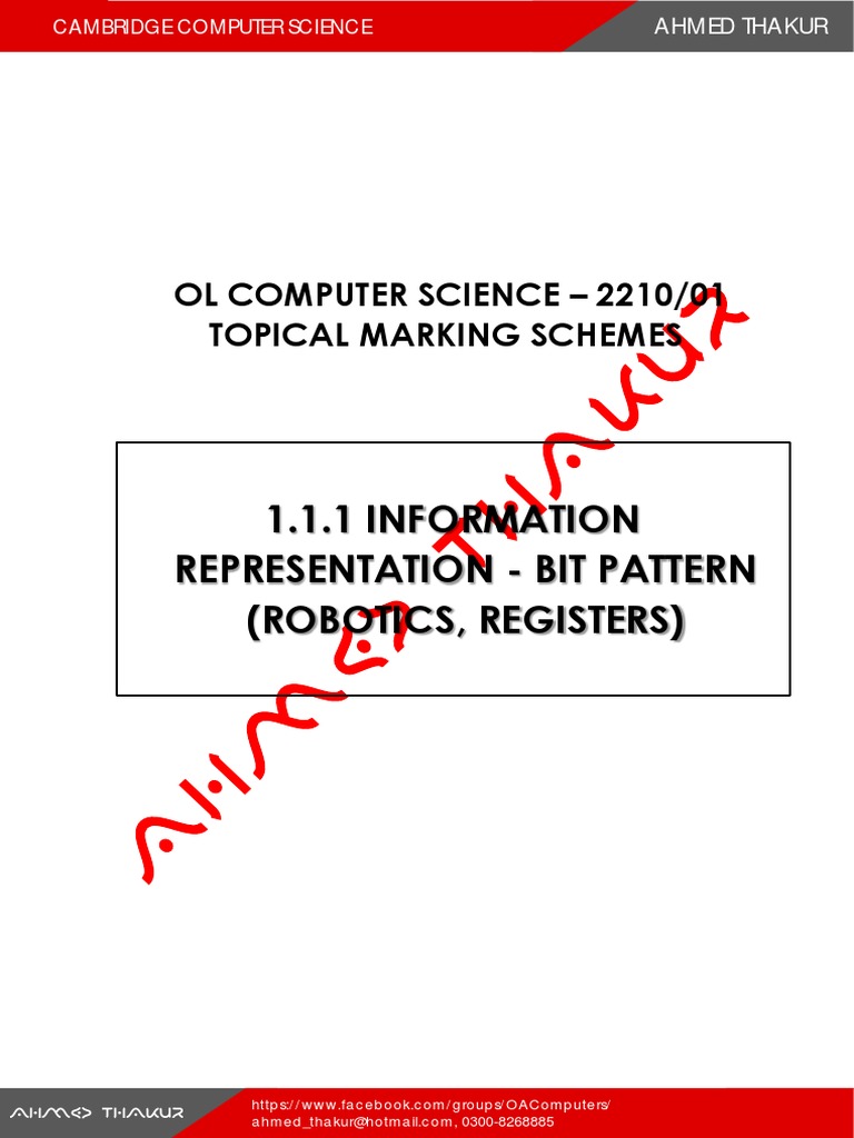 MARKING SCHEME Data Representation - Bit Pattern | PDF | Electronics ...