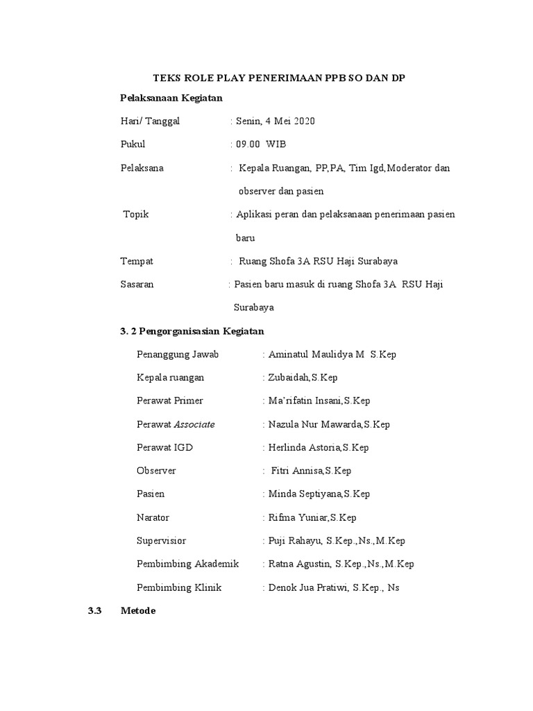 Teks Role Play Penerimaan PPB So Dan DP | PDF