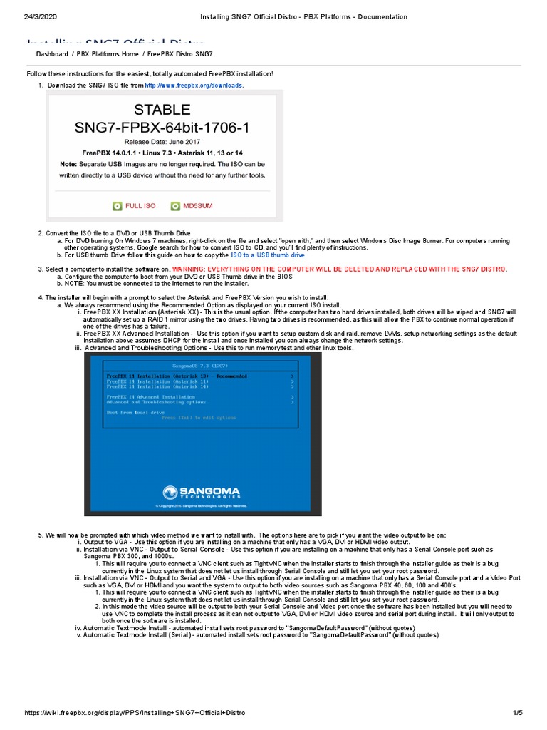 Installing SNG7 Official Distro - PBX Platforms - Documentation | PDF ...