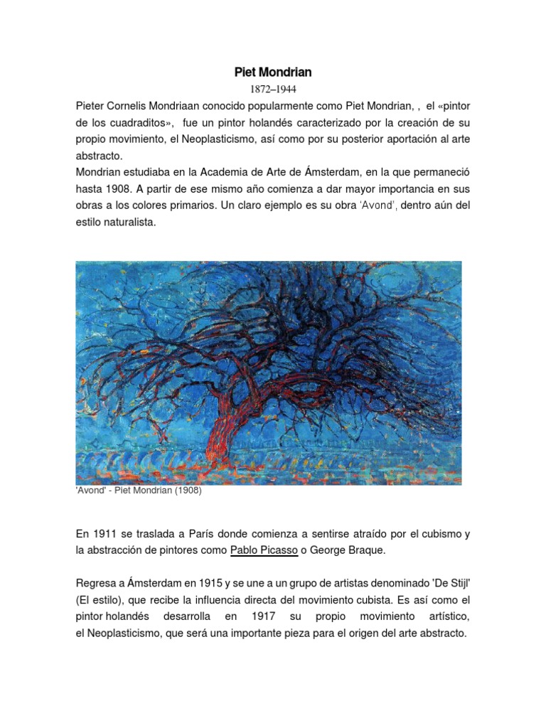 Piet Mondrian | PDF | Arte abstracto | Cubismo