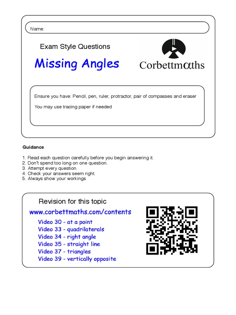 Year 8 Math's Worksheet Angles PDF | PDF | Triangle | Triangle Geometry