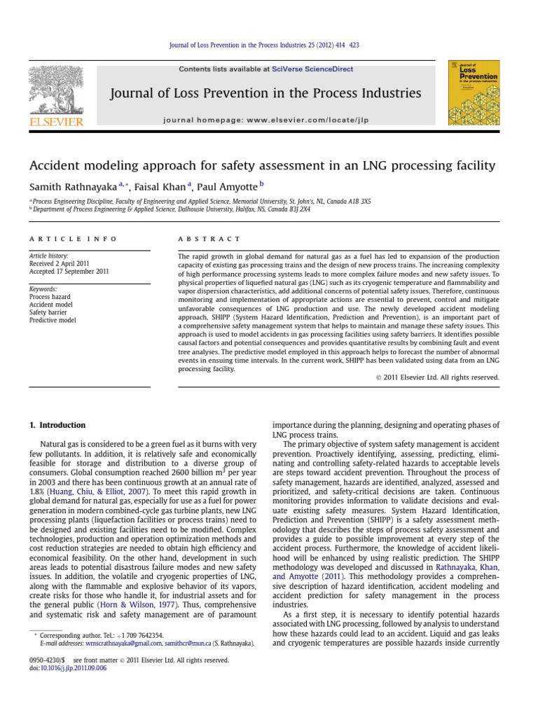 Journal of Loss Prevention in The Process Industries: Samith Rathnayaka ...
