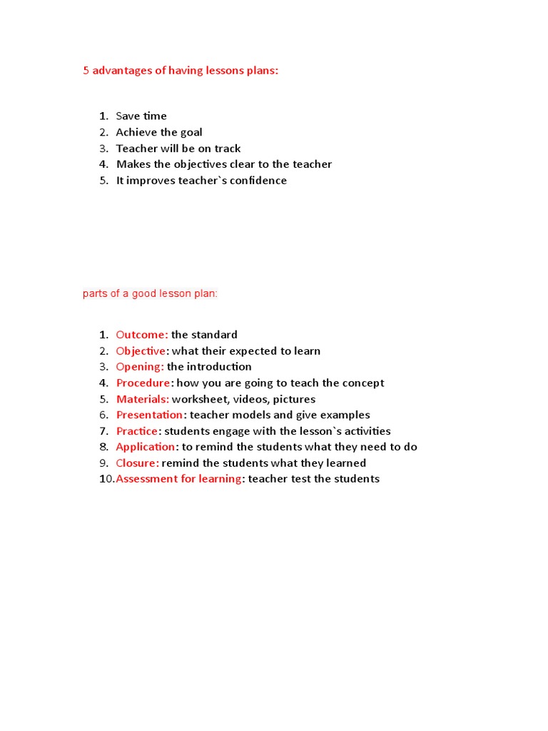 A Good Lesson Plan | PDF
