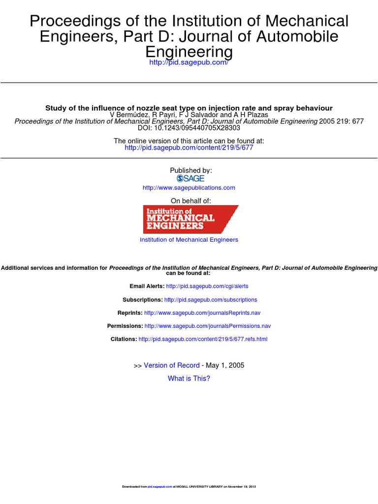 Engineers, Part D: Journal of Automobile Proceedings of The Institution ...