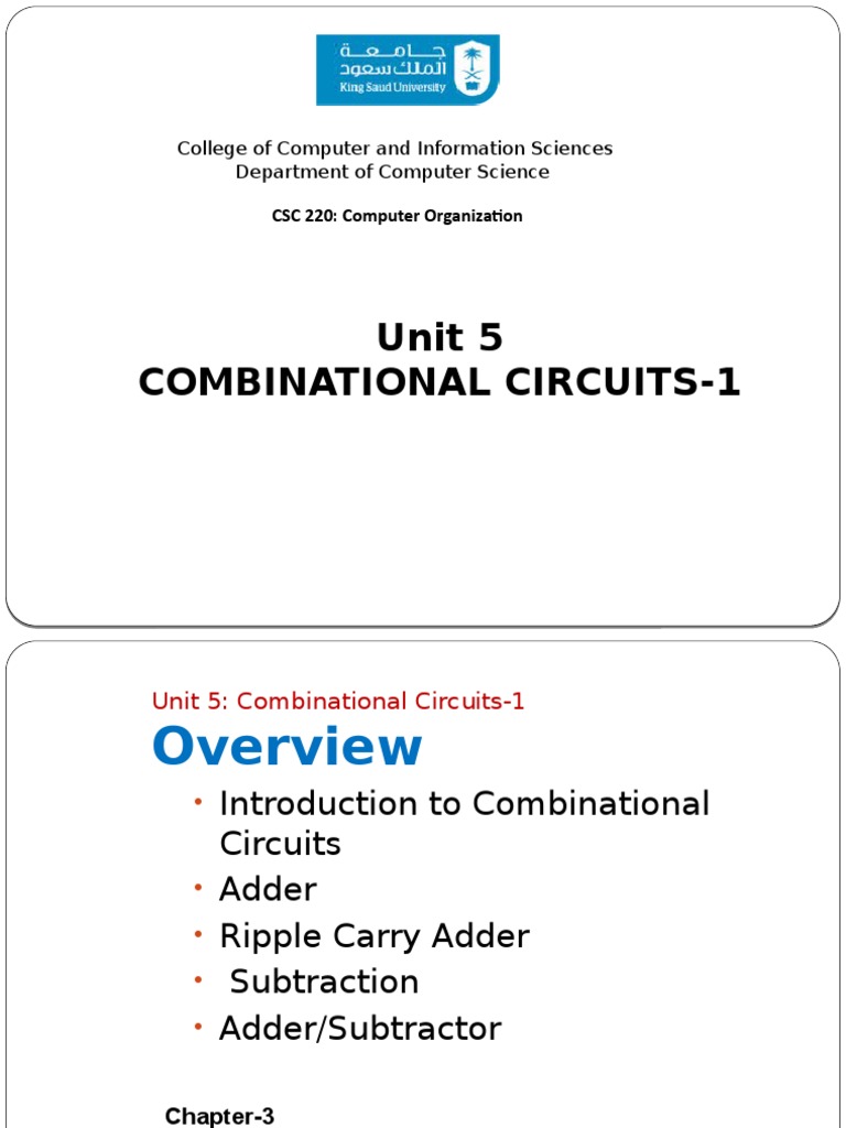 Unit 5 Combinational Circuits-1: College of Computer and Information ...
