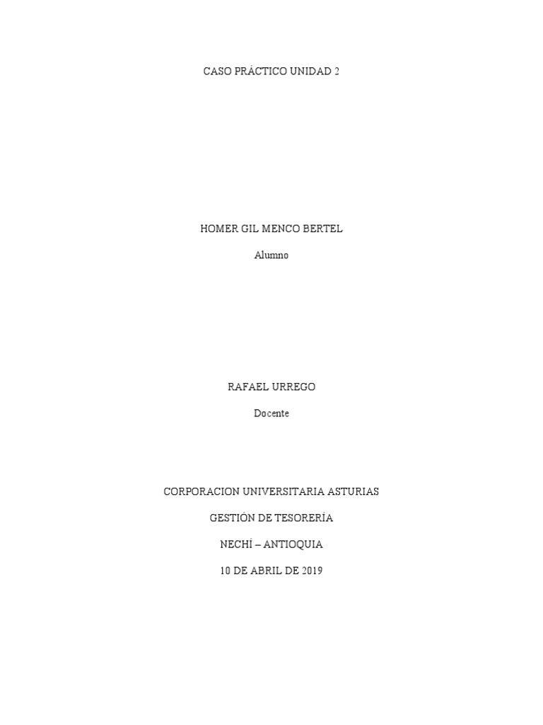 Solución Caso Practico U2 | PDF | Factoring (Finanzas) | Liquidez de mercado