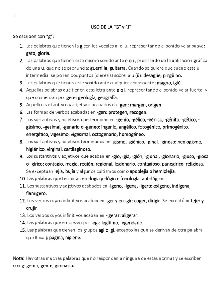 Uso de la G y J en Ortografía | PDF | Lingüística | Mecánica del lenguaje