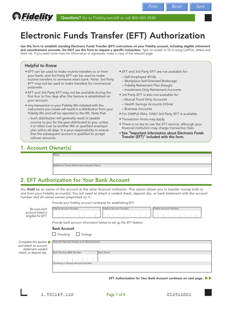 Electronic Funds Transfer (EFT) Authorization: 1. Account Owner(s ...