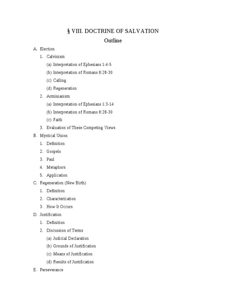 Viii. Doctrine of Salvation Outline | PDF