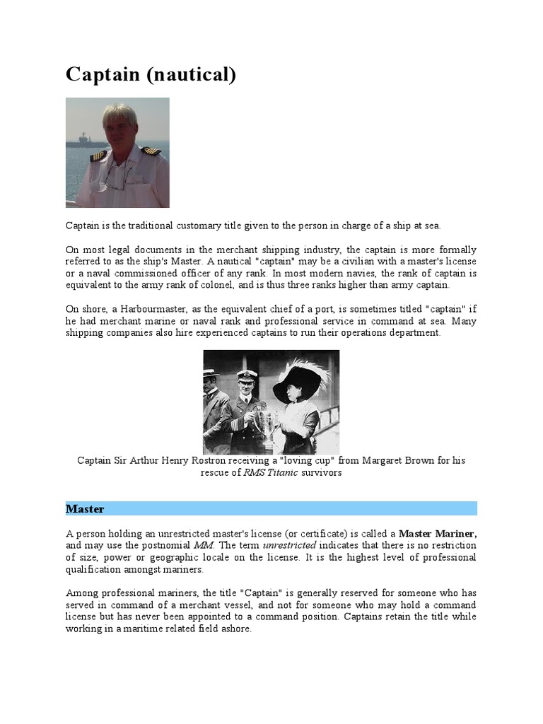 Captain | PDF | Sea Captain | Commander