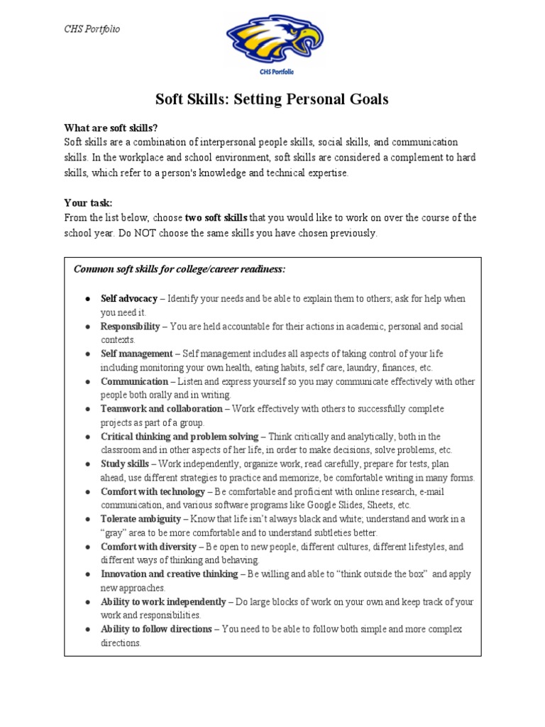 Soft Skills Personal Goals | PDF | Critical Thinking | Cognitive Science