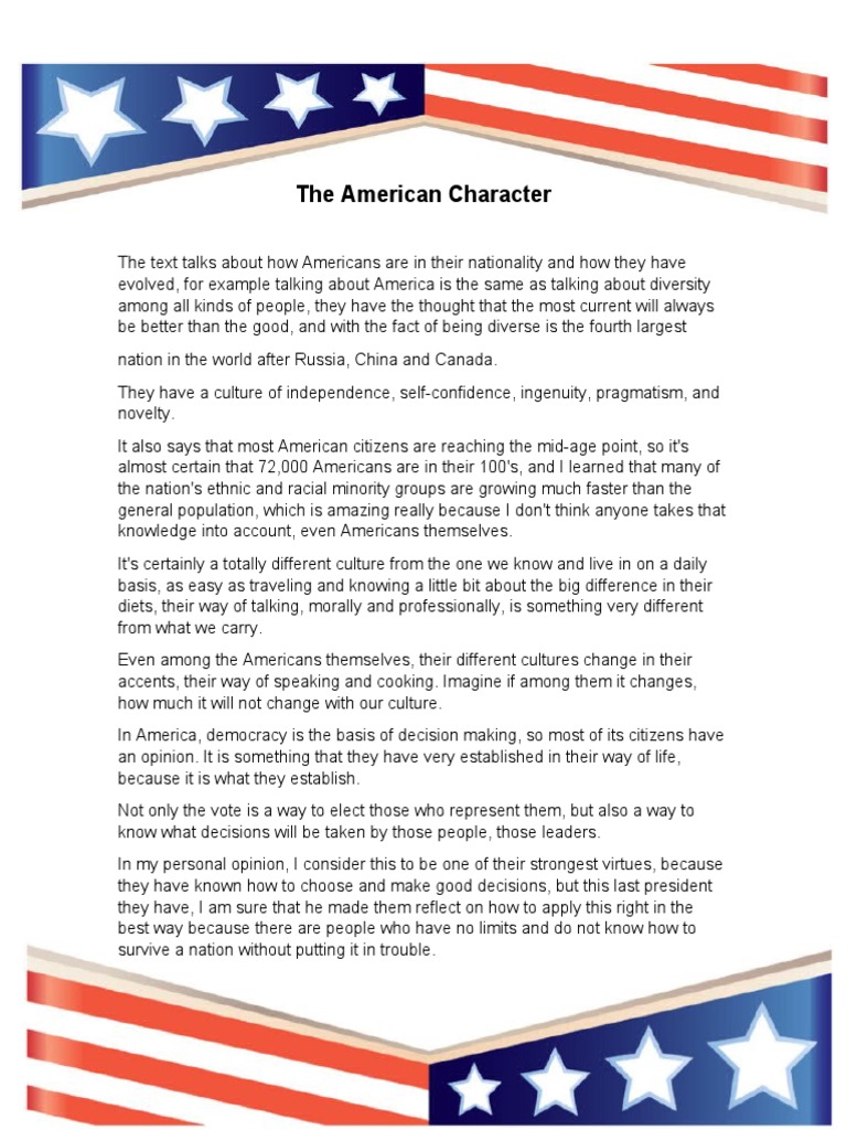 The American Character | PDF | The United States