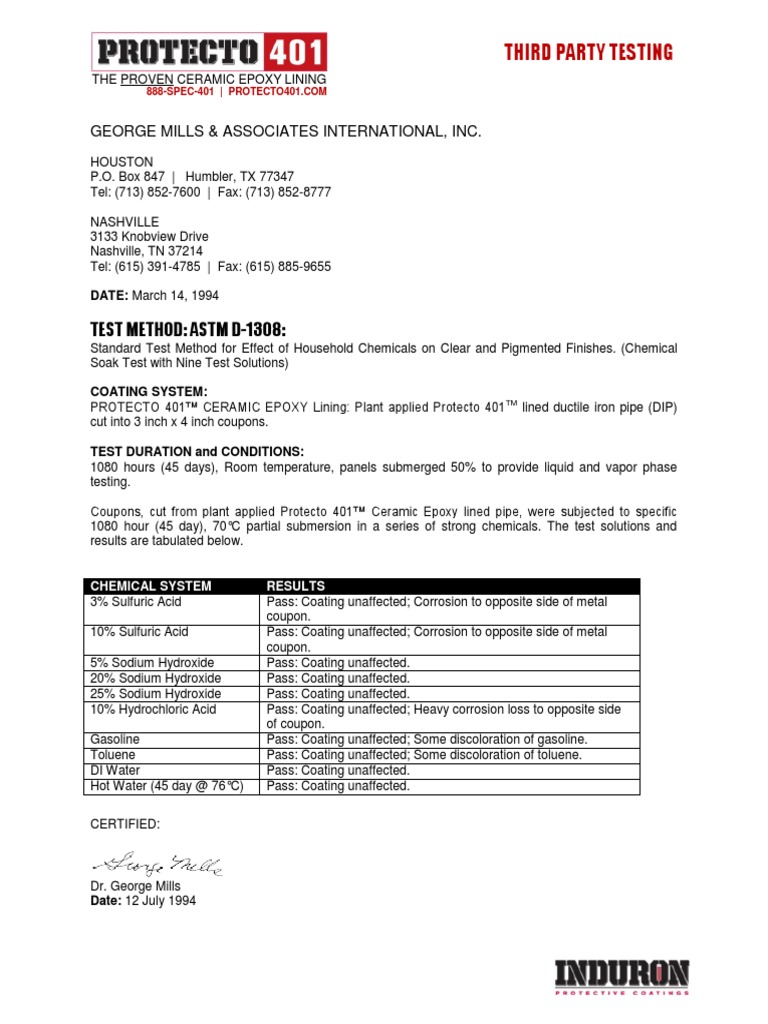 Effect of Household Chemicals - ASTM D-1308 | PDF