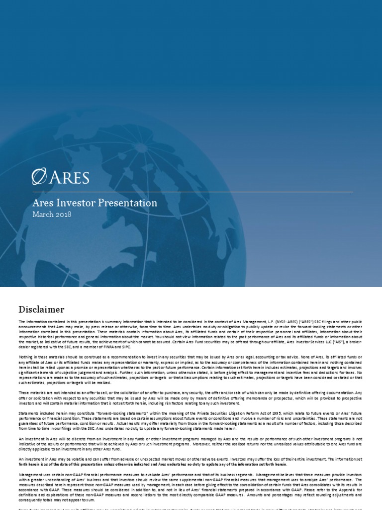 Ares Investor Presentation: March 2018 | PDF | Private Equity | Asset ...