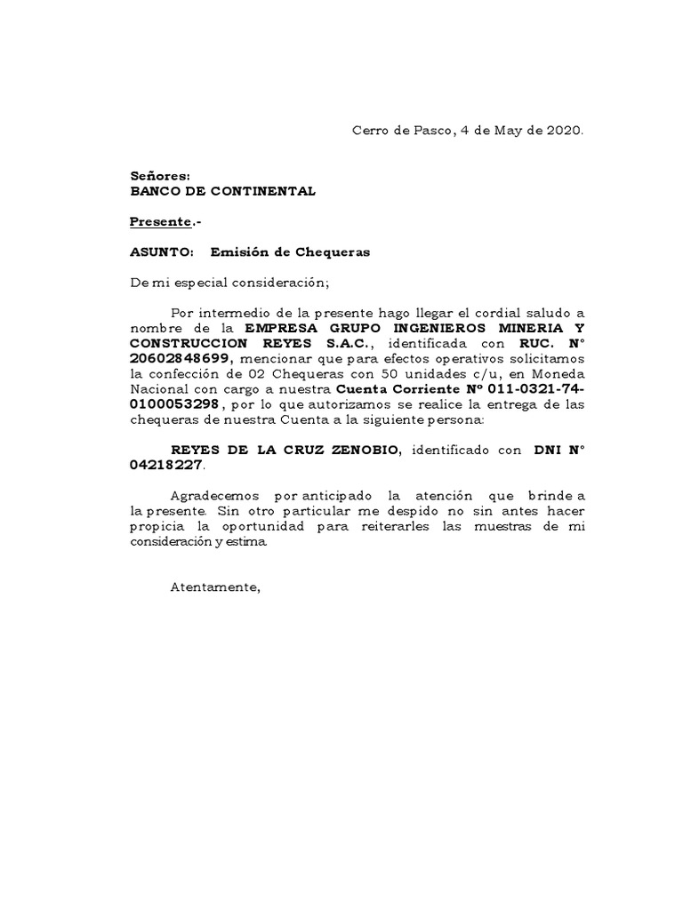 Solicitud de Chequeras | PDF